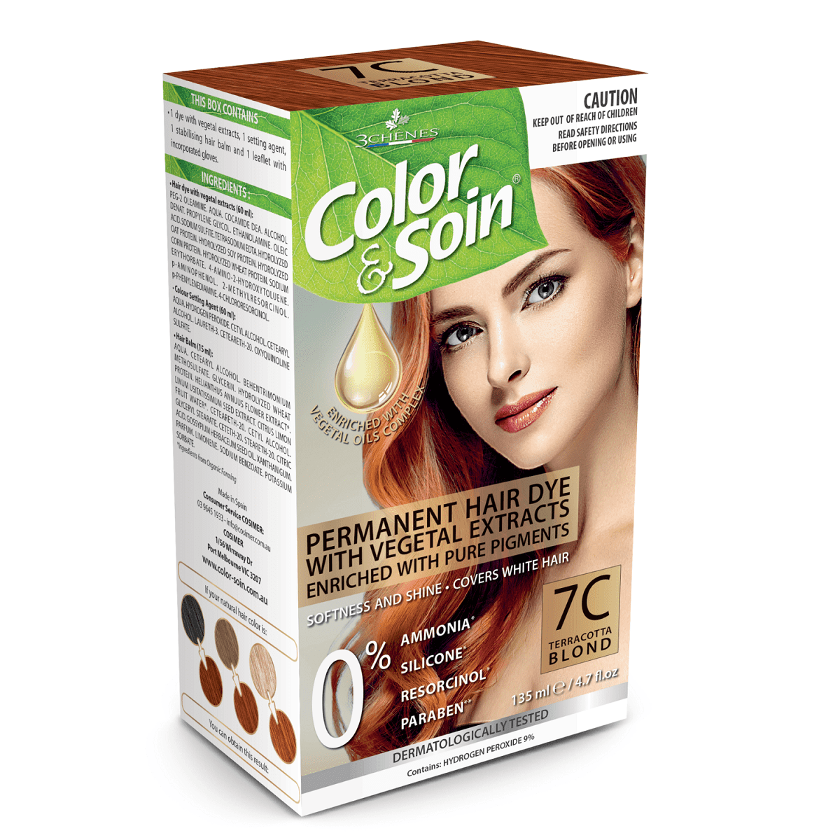 Color & Soin Permanent Hair Dye 7C - Terracotta Blond | Ocare Health&Beauty