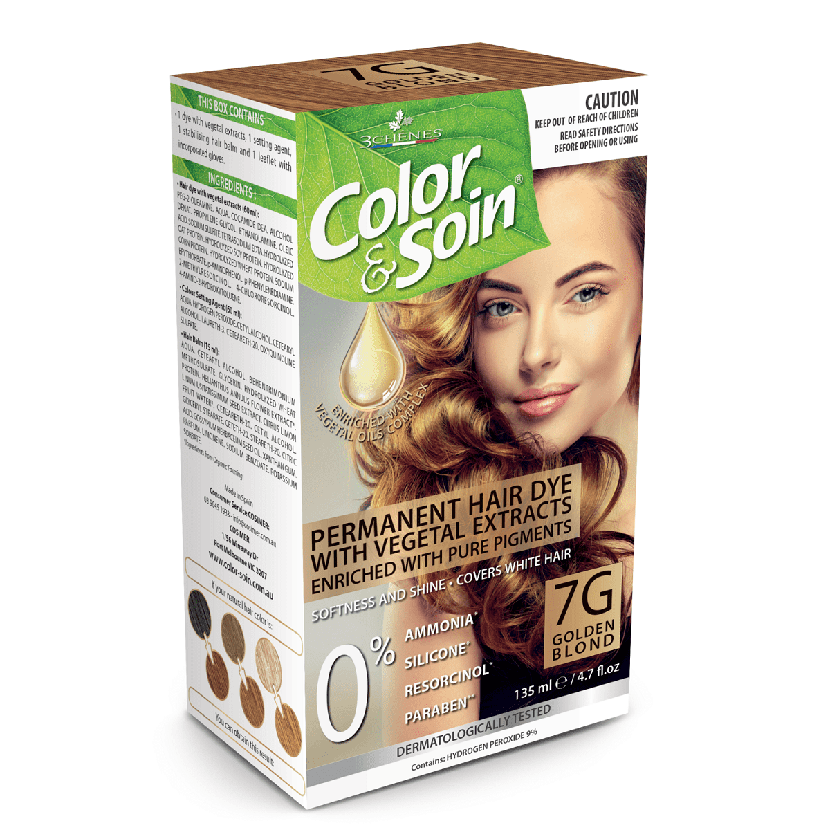 Color & Soin Permanent Hair Dye 7G - Golden Blond | Ocare Health&Beauty